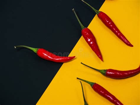 Chilli Pepper On The Black Background Empty Space For Your Text Stock Image Image Of Green