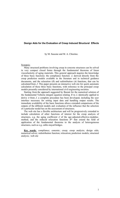 Pdf Design Aids For The Evaluation Of Creep Induced Structural Effects
