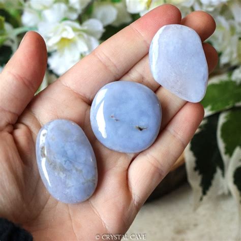 Blauwe Chalcedoon Zaksteen Oplegger Platte Edelstenen En Schijven