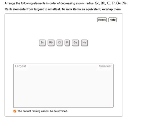 Solved Arrange The Following Elements Order Of Decreasing Atomic Radius Sc Rb Cl P Ge Ne