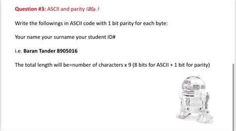 Solved Question 3 Ascii And Parity 20p Write The