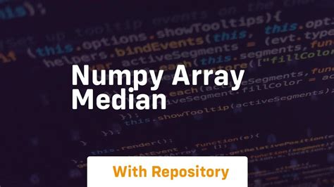 Numpy Array Median Youtube