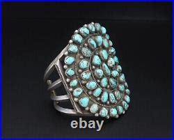 Rare Mark Chee Sterling Silver Turquoise Cuff Bracelet 3 Navajo Bs2599