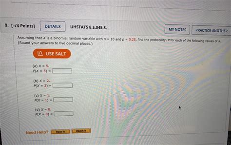 Solved 9 14 Points DETAILS UHSTAT5 8 E 045 S MY NOTES Chegg Com