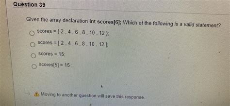 Solved Question 39 Given The Array Declaration Int