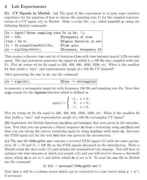 solved tt 3 lab experiments el ct signals in matlab a
