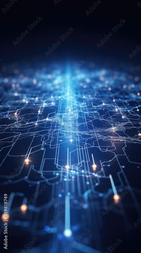 Abstract Technology Background Of A Quantum Computing System With A Cyber Network Grid And