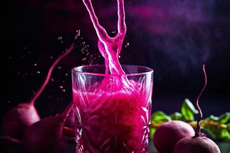 Premium Photo Beetroot Juice Being Poured Over Ice Cubes