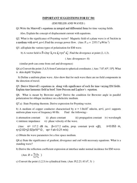 Suggestion Em Waves Pdf Transmission Line Waves
