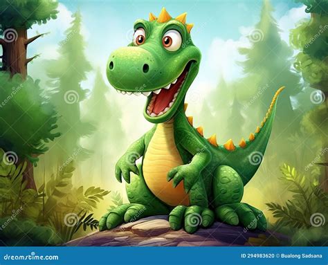 Cartoon Green Dinosaur Stock Illustration Illustration Of Isolated