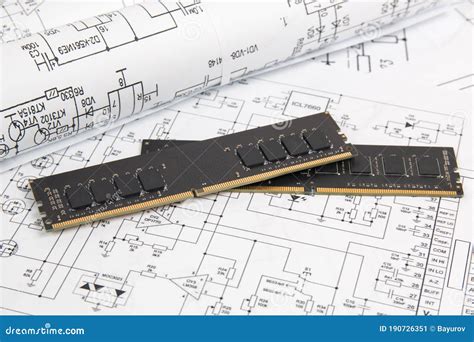 Memory Module Dimm Type Ddr4 On Paper Electronics Drawings Stock Image Image Of Ddr4 Hardware