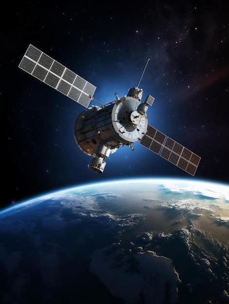 Premium Photo A Satellite With The Earth In The Background And The Earth In The Background