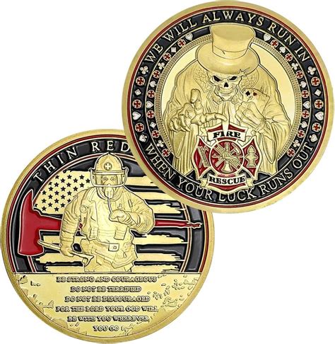 Fire Dept Challenge Coins Fire Rescue Thin Red Line Challenge Coin