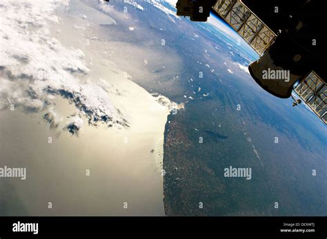 International Space Station And View Of The Bahia Blanca Argentina