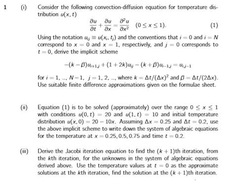 Solved 1 Consider The Following Convection Diffusion
