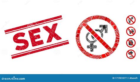 No Sex Mosaic And Distress Sex Stamp With Lines Stock Vector