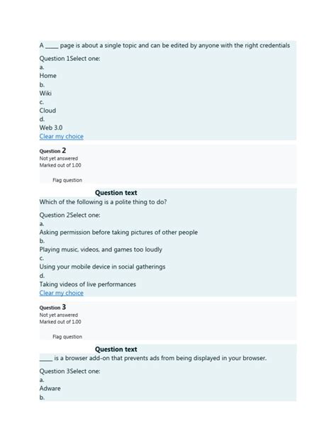 Ict Quiz Pdf Malware Cyberspace