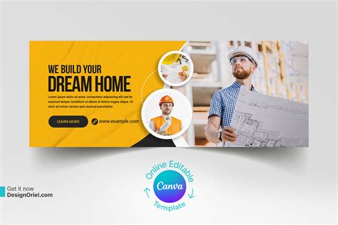 Construction Facebook Timeline Cover Canva Template