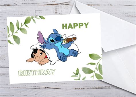Lilo And Stitch Happy Birthday Card Pop Up Stitch Quote Card Etsy Israel