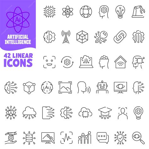 Premium Vector Artificial Intelligence Icon Set Artificial Intelligence Icon Linear Style