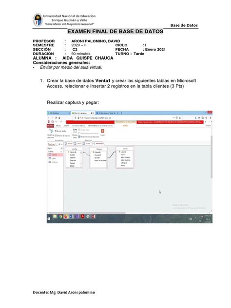 Base De Datos Examen Final Pdf Sql Gestión De La Información