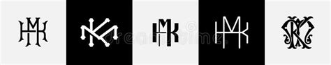 Initial Letters KM Monogram Logo Design Bundle Stock Vector Illustration Of Letter Decoration