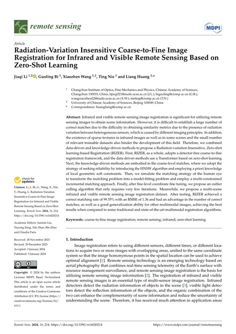 Pdf Radiation Variation Insensitive Coarse To Fine Image Registration For Infrared And Visible