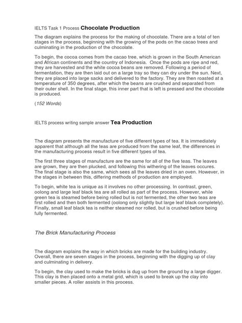 Ielts Task 1 Process Chocolate Production Pdf Cocoa Bean Chocolate