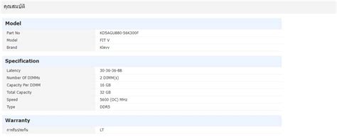 32gb 16gbx2 Ddr5 5600mhz Ram หน่วยความจำ Klevv Fit V Amd Expo And Intel Xmp Silver
