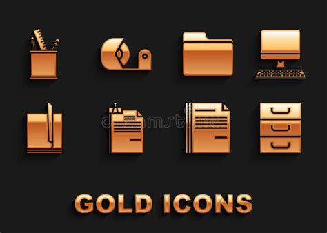 Set File Document And Binder Clip Computer Monitor With Keyboard