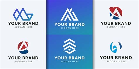 Логотип монограмма буква от А до М дизайн логотипа коллекции Премиум векторы
