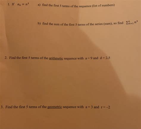 Solved 1 If An N A Find The First 5 Terms Of The