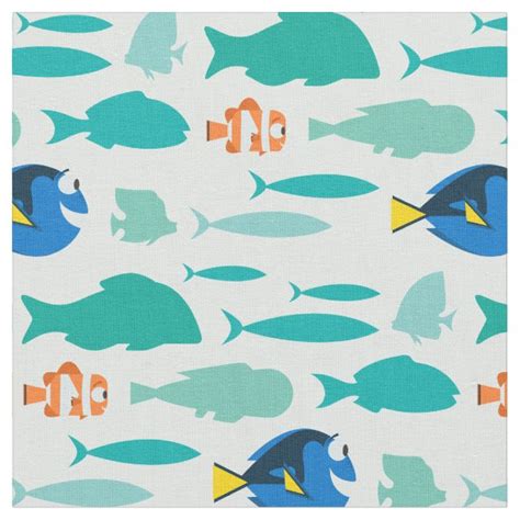 Finding Dory Cartoon White Pattern Fabric Zazzle