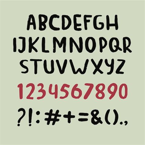 필기 스크립트 글꼴 브러시 글꼴 대문자 및 구두점 프리미엄 벡터