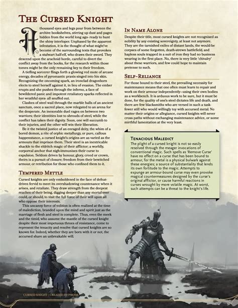 The Cursed Knight 25 Dnd 5e Homebrew Class Ifunny