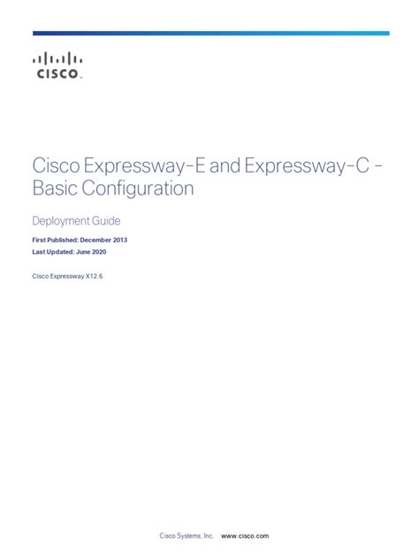 Cisco Expressway Basic Configuration Deployment Guide X12 6 Pdf