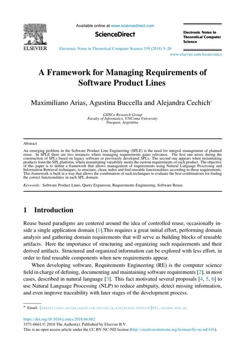 pdf a framework for managing requirements of software product lines
