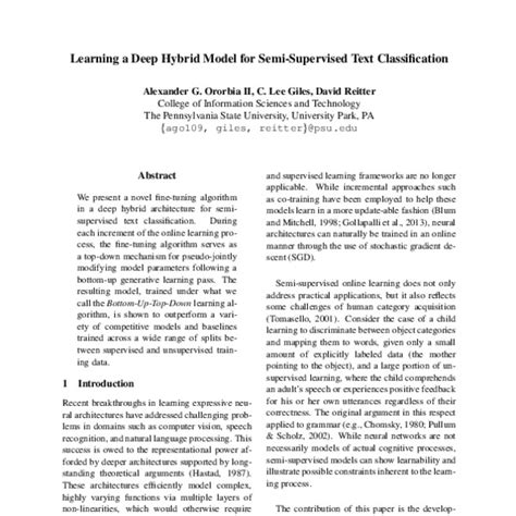 Learning A Deep Hybrid Model For Semi Supervised Text Classification