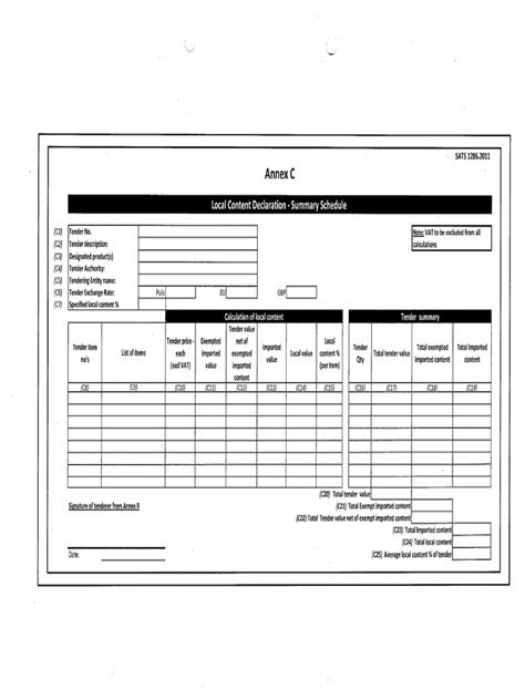 F2 Annexure C Local Content Declaration Summary Schedule Pdf