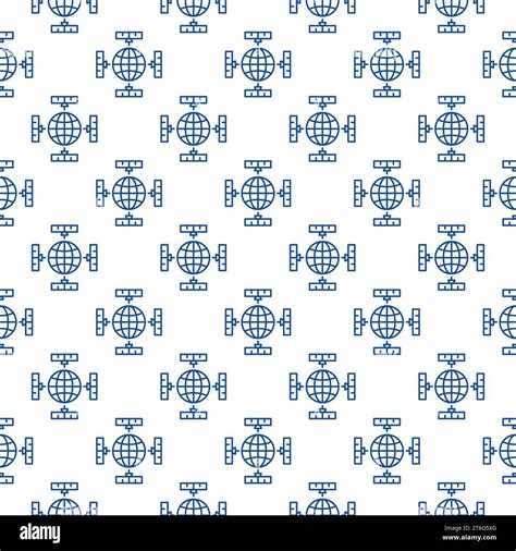 Satellites And Earth Planet Vector Concept Linear Seamless Pattern