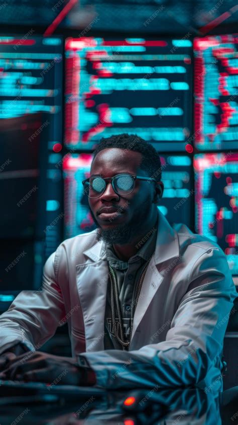 Premium Photo Handsome Confident Black Man Programmer It Specialist