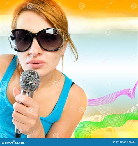 Girl With A Microphone Stock Photo Image Of Crazy Glass 11192242