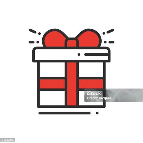 선물 상자 리본 라인 아이콘입니다 현재 Tbox입니다 축 하 파티 생일 휴일 테마입니다 기호와 기호입니다 벡터 간단한 선형 디자인입니다 개념에 대한 스톡 벡터 아트 및