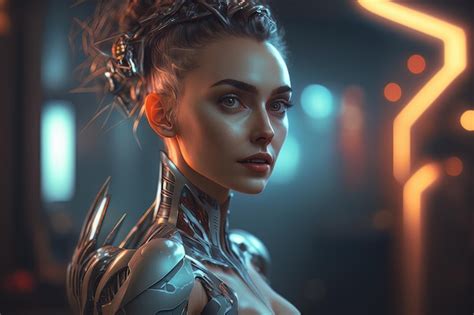 Premium Photo Portrait Of A Cyborg With A Woman39s Face Generative Ai