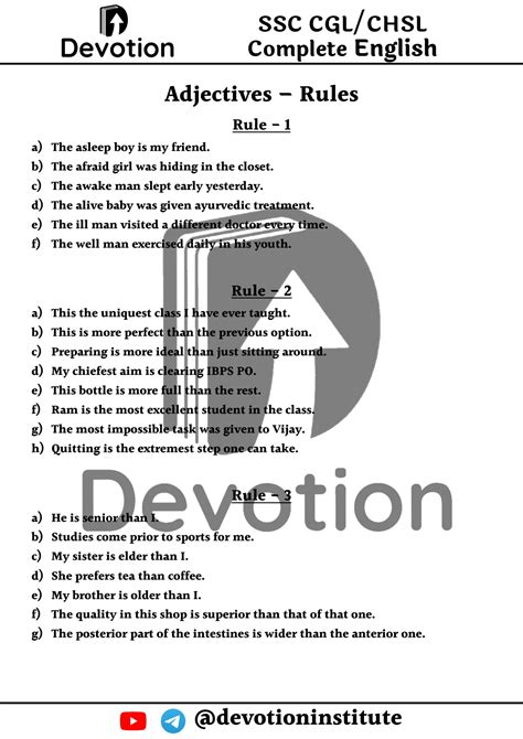 Solution 10 Adjectives Rules Studypool