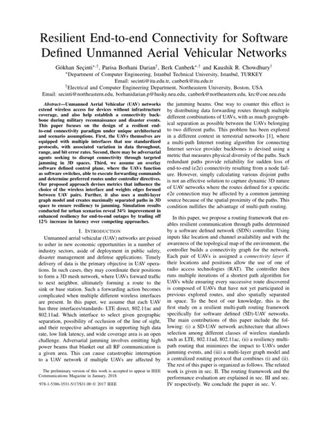 Pdf Resilient End To End Connectivity For Software Defined Unmanned Aerial Vehicular Networks