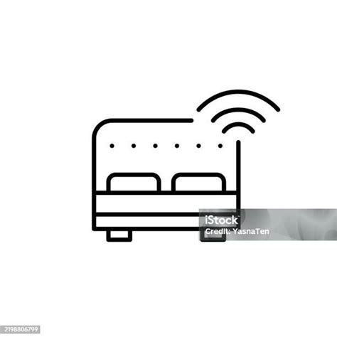 더블 침대와 Wifi 기호 스마트 룸 수면 업무와 휴식을 위한 연결성 호텔 스트리밍과 편안함 픽셀 완벽한 벡터 아이콘 0명에 대한 스톡 벡터 아트 및 기타 이미지 Istock