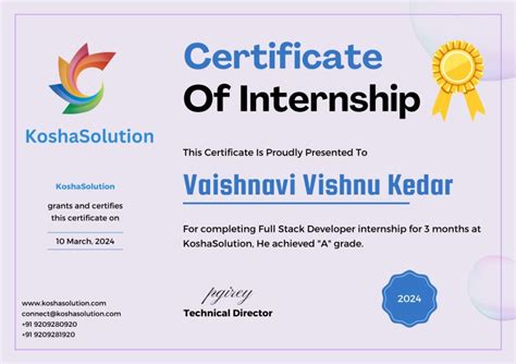 Vaishnavi Kedar On Linkedin Fullstackdevelopment Internship Koshasolution Gratitude