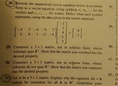 Solved 28 Rewrite The Numerical Matrix Equation Below In
