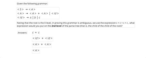 Solved Given The Following Grammar Chegg